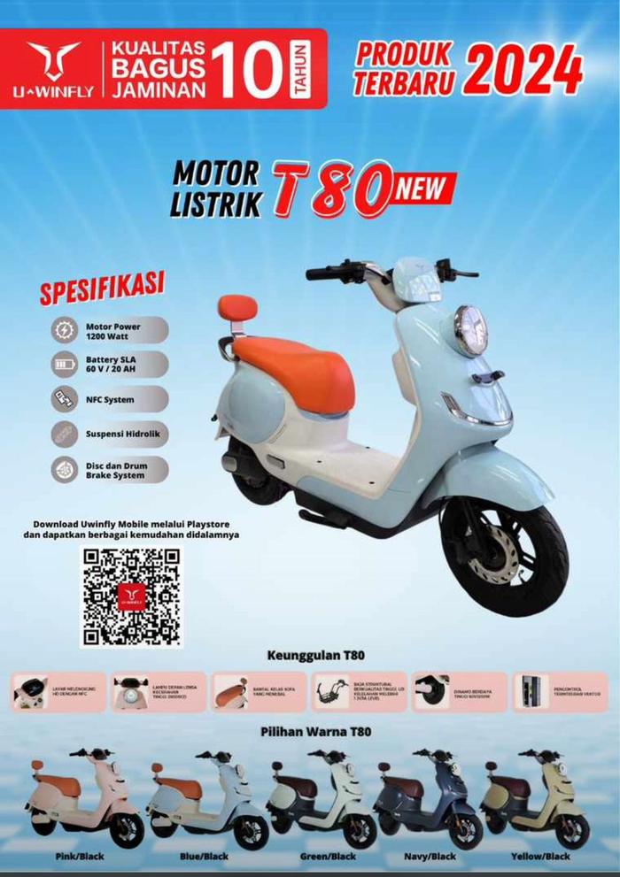 Jual Sepeda Motor Listrik Uwinfly T80 T 80 New Moped Electrice Bike Garansi - Biru - Jakarta ...