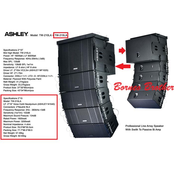 Jual Ashley TW-215LA TW 215LA Original Low Pack Array Pasif 2x15" 3200 Watt - Jakarta Barat ...