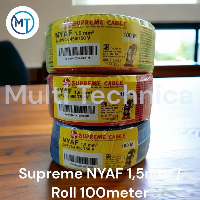 Jual KABEL SUPREME NYAF KABEL SERABUT 1x1.5 mm 1 x 1,5 SUPREME ROLL 100 mtr - Jakarta Pusat ...