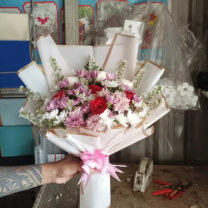 Jual buket bunga mawar merah putih korea - Kota Bekasi - Toko Bunga ...