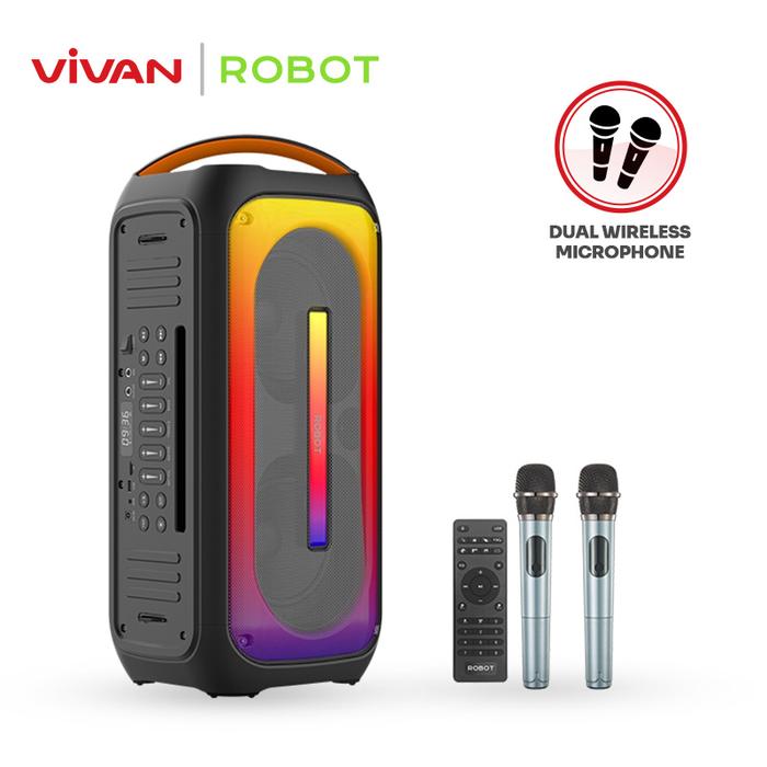 Promo VIVAN X ROBOT Karaoke Speaker RB650 RGB 50W BASS Wireles 2 ...