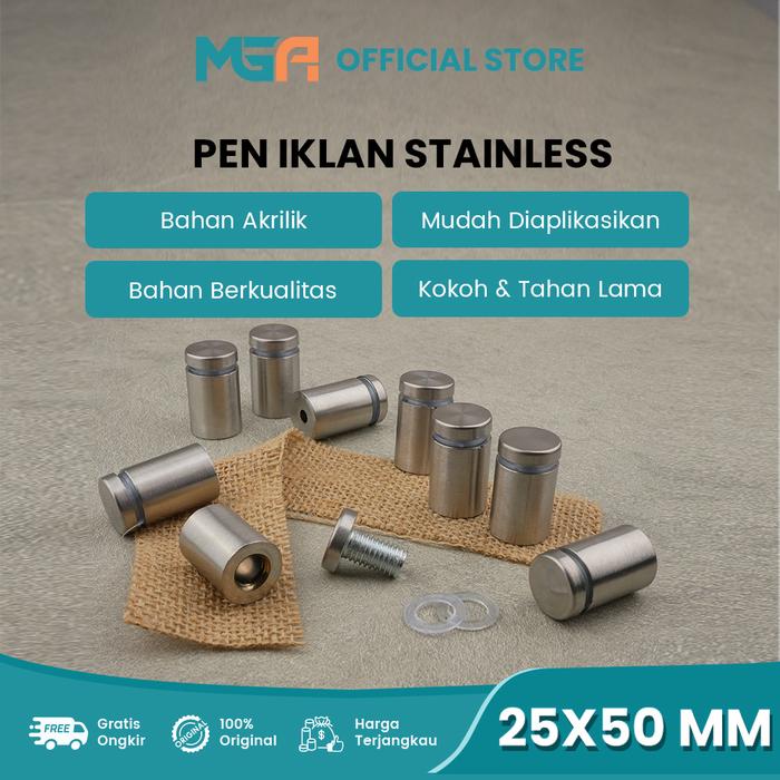 Jual PEN IKLAN 25X50 STAINLESS / BAUT AKRILIK / BAUT KACA SIGN BOARD ...