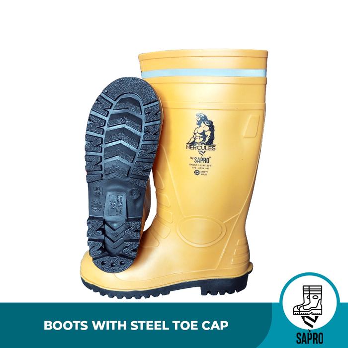 Promo Sepatu Safety Boots Ujung Besi SAPRO Rubber Toe Cap Bahan Karet ...