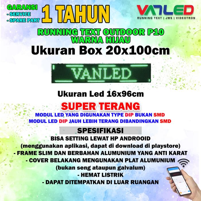 Jual RUNNING TEXT WARNA HIJAU OUTDOOR UKURAN 20x100cm - Kab. Tegal ...