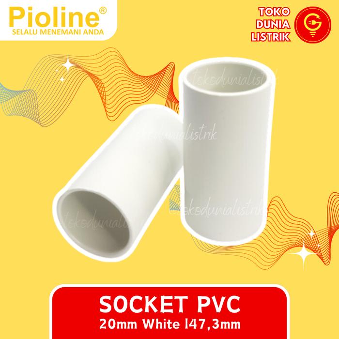 Jual [TDL] PIOLINE SAMBUNGAN FITTING PIPA LISTRIK SOCKET PVC 20mm White ...