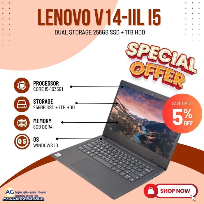 Promo Lenovo V14-IIL Core i5-1035G1 Ram 8Gb Ssd 256Gb + Hdd 1Tb 14"Fhd Win10 - Kota Surabaya ...