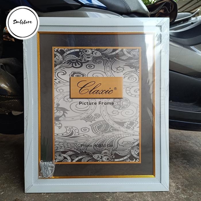Jual Bingkai 16 R / 40 x 50 linen minimalis hitam dan putih - Putih ...