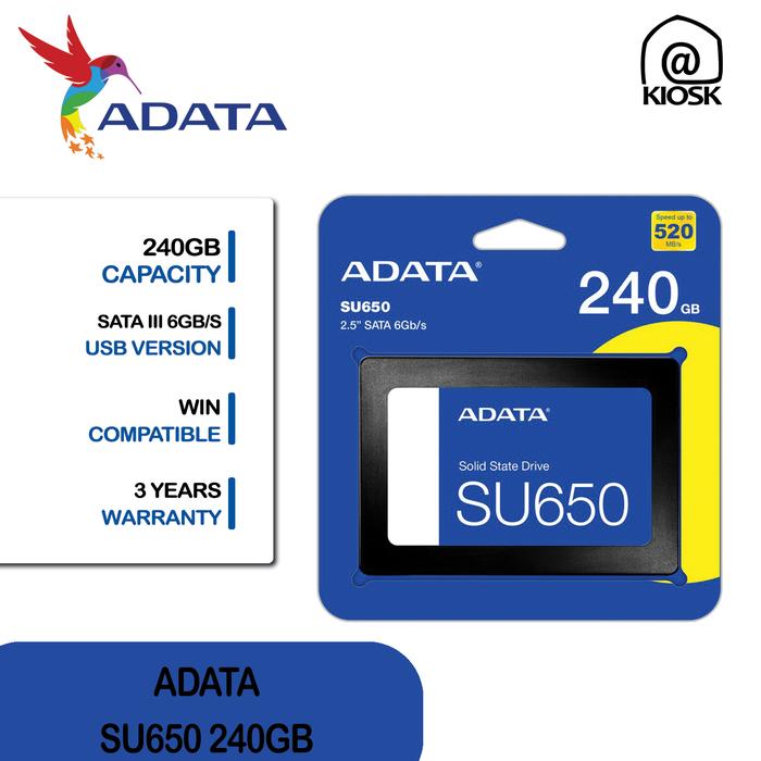 Jual ADATA ULTIMATE SU650 240GB / SSD SATA 2.5 / GARANSI 3 TAHUN ...