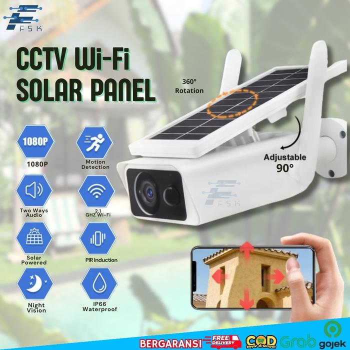 Promo IP Cam Solar Panel Cell CCTV Tenaga Surya Outdoor Waterproof FHD ...