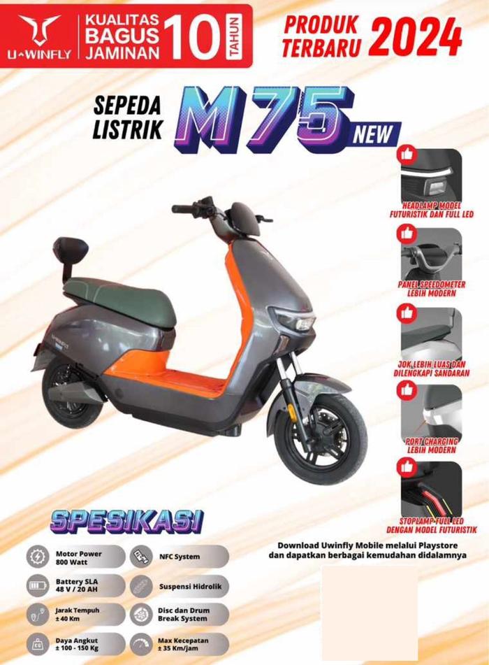 Jual Sepeda Listrik UWINFLY M75 Moped Electric M-75 u-winfly u winfly ...