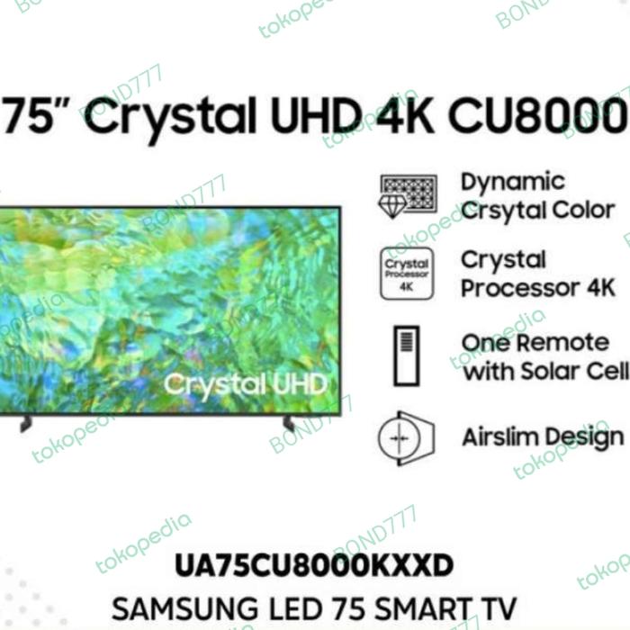 Jual Samsung Led TV UA75CU8000 Big 75 inch Crystal UHD 4K Smart tv Garansi - Kota Surabaya ...