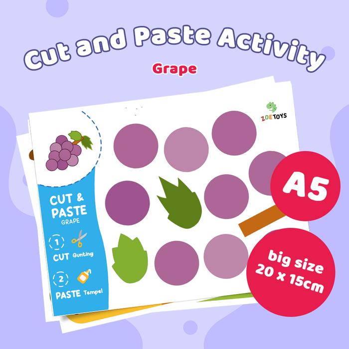 Jual Zoetoys Cut and Paste Activity 3 | Worksheet Anak PAUD TK Cut and ...
