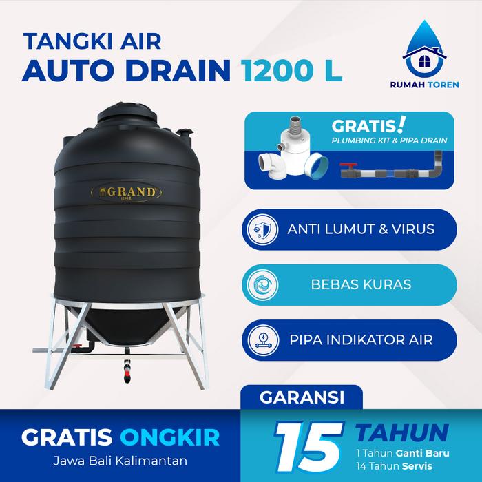 Jual Tangki Tandon Toren Air Grand Auto Drain 1200 L Bebas Kuras Anti ...
