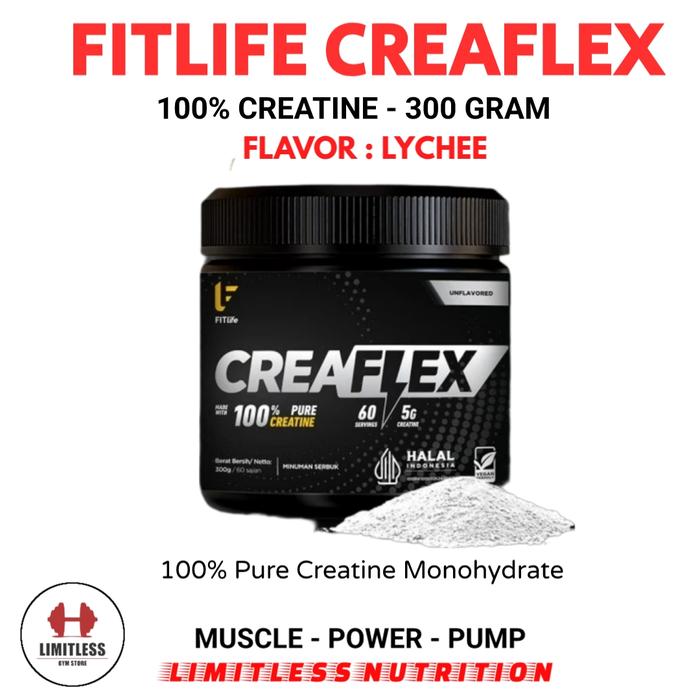 Jual CREAFLEX 100% Creatine 300 Gram by Fitlife Crea Flex Rasa Leci ...