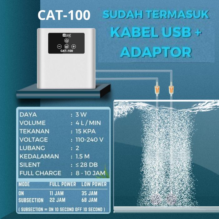 Jual Aerator AC DC 108 Jam Super Strong Silent Super Long YEE CAT-200 ...