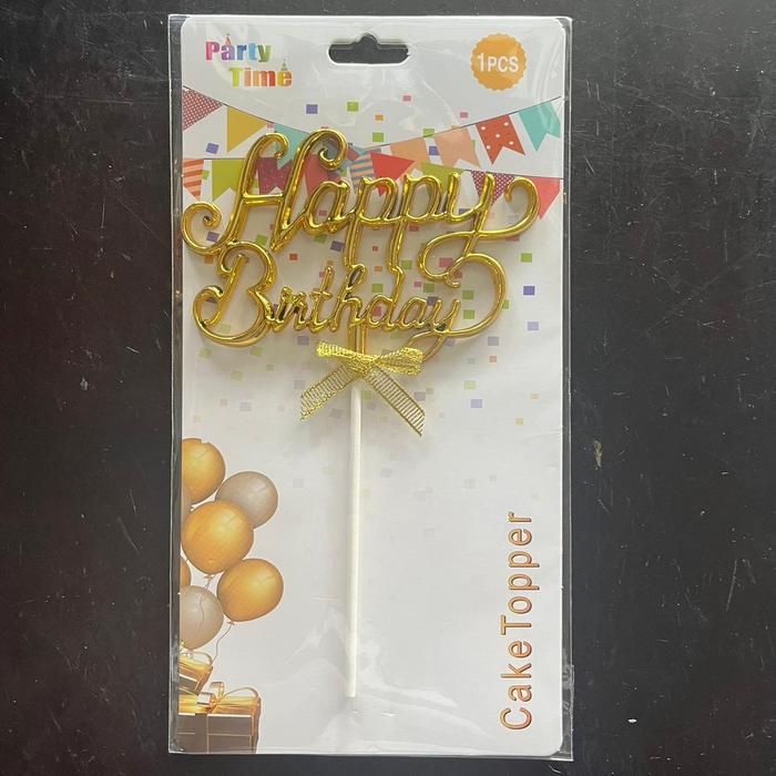 Jual topper kue happy birthday 3D plastik pita premium/cake topper hbd ...