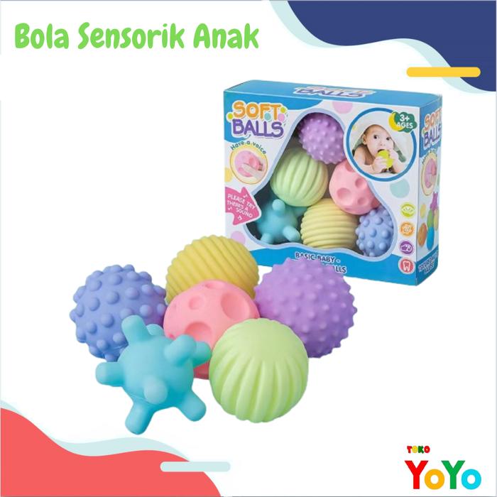 Jual Mainan Bola Sensorik Anak Bayi Bola Edukasi Soft Sensory Balls 6 ...