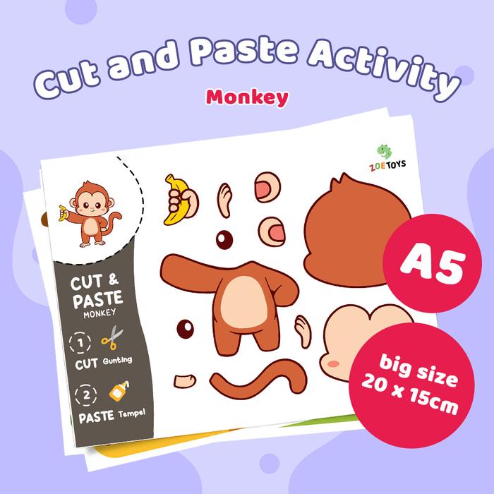 Jual Zoetoys Cut and Paste Activity 3 | Worksheet Anak PAUD TK Cut and ...