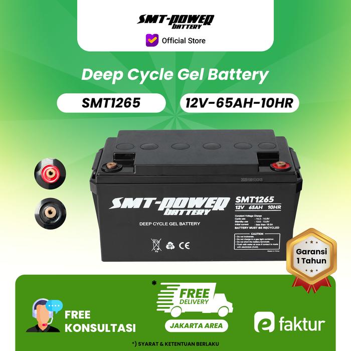 Jual SAMOTO SMT1265 Battery 12V 65AH Baterai Aki Kering Ups Solar Panel ...