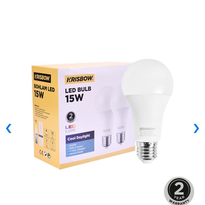 Jual Lampu Bohlam LED Krisbow Set 15 Watt isi 2 Pcs Putih - Jakarta Barat - Borolo store | Tokopedia