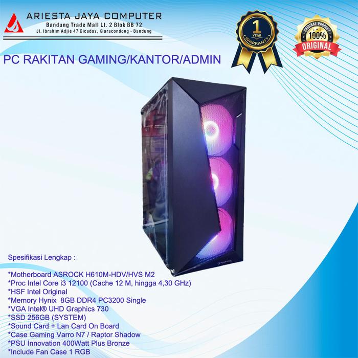 Jual PC RAKITAN CORE i3 12100 | RAM 8GB | VGA INTEL UHD | SSD 256GB GEN ...