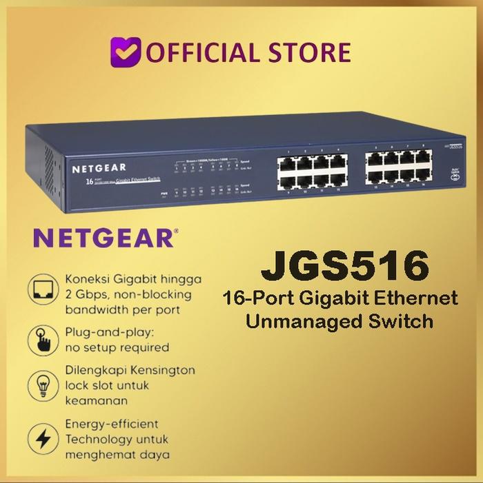 Promo Netgear JGS516 Switch 16-Port 10/100/1000 Mbps Gigabit Ethernet ...