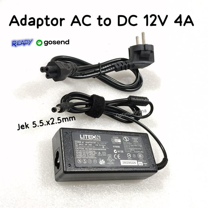 Jual ADAPTER AC ADAPTOR to DC 12V 4A PLUG jek colokan 5.5 x 2.5 mm 48W ...