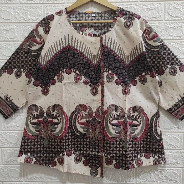 Jual Blouse Batik Wanita Jumbo Atasan Batik Modern AB-08 - Cream - Kota ...