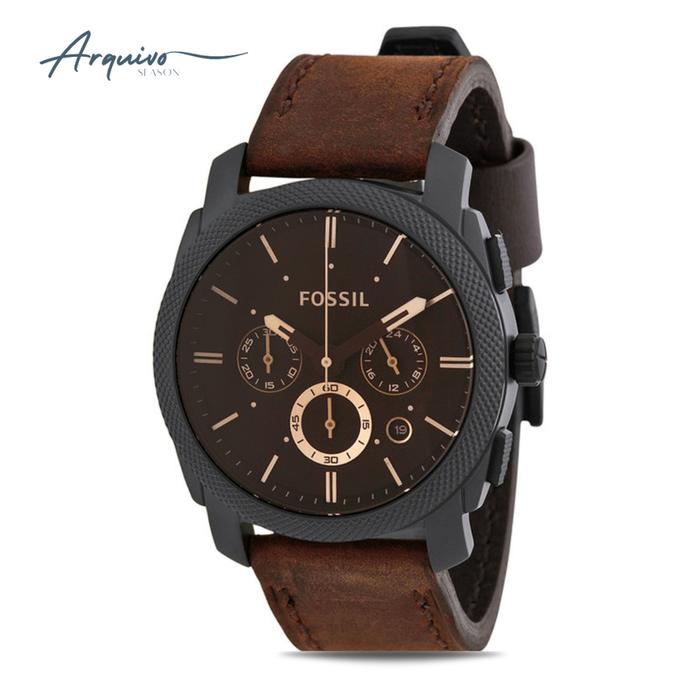 Promo jam tangan pria fossil Machine chronograph kulit mewah original FS4656 - Kota Surabaya ...