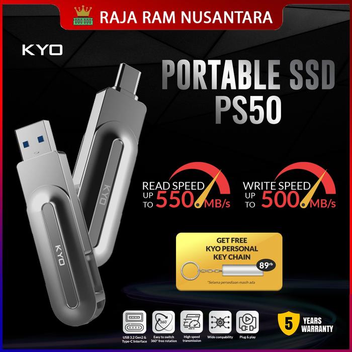 Jual KYO PS50 1TB Portable SSD USB 3.2 TYPE C External SSD Eksternal ...