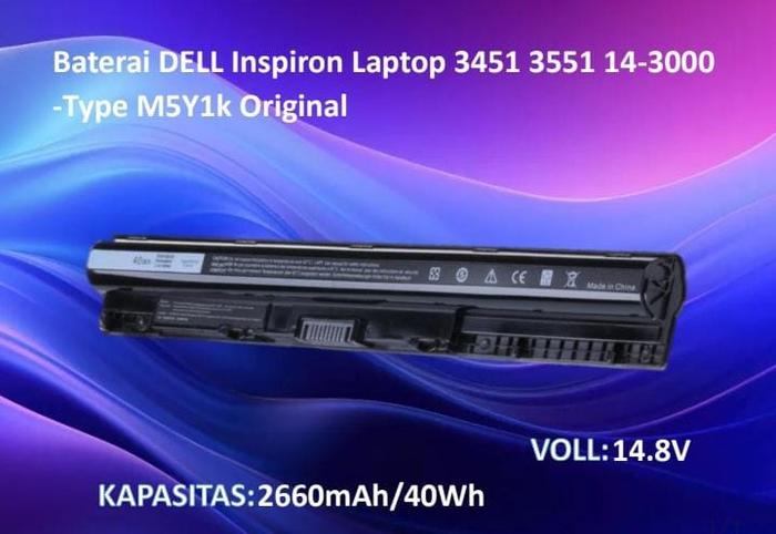 Jual Baterai DELL Inspiron Laptop 3451 3551 14-3000 -Type M5Y1k ...