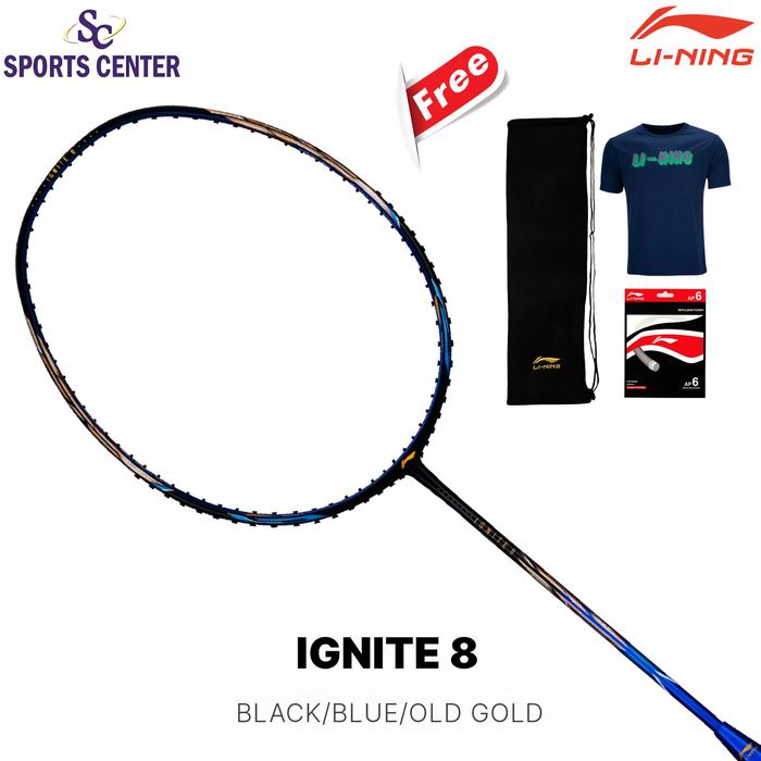 Promo New Full Set Raket Badminton Lining Ignite 8 Black / Blue / Old ...