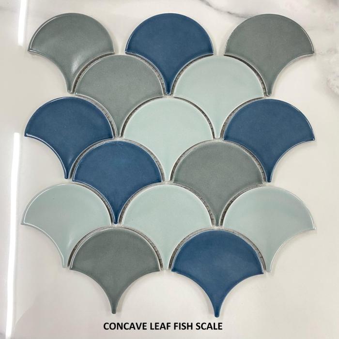 Jual MOSAIC TILE FISH SCALE BIRU PUTIH / KERAMIK MOZAIK FAN DINDING ...