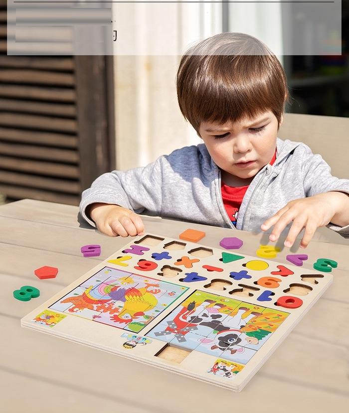 Jual Mainan Puzzle Kayu 3 In 1 Huruf Angka / Puzzle Geser / Puzzle ...