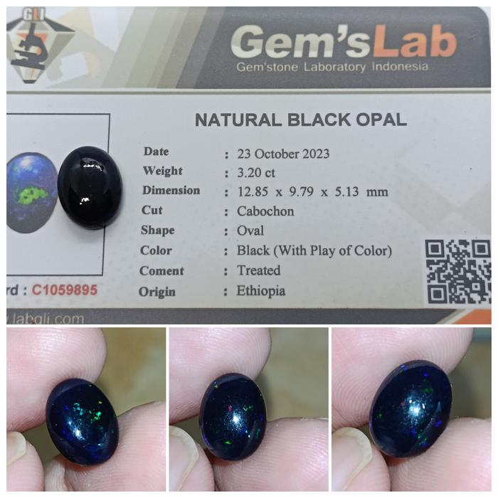 Jual Natural Black Opal Welo BO Jarong istimewa 3 ct up oval memo GLI ...