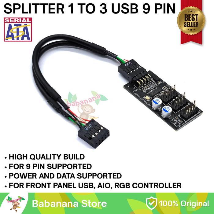 Jual Kabel USB Motherboard 9 pin Splitter 1 to 4 cabang front panel hub ...