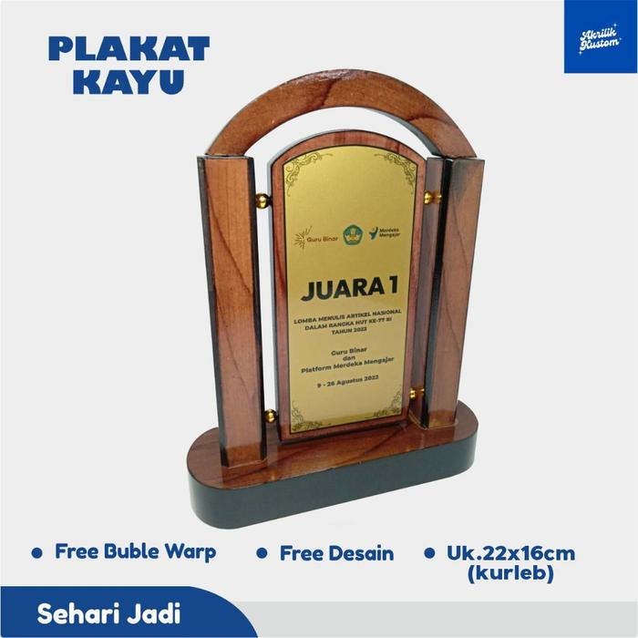 Jual Vandel Plakat Kayu untuk kenang - kenangan bentuk gerbang - Kab ...