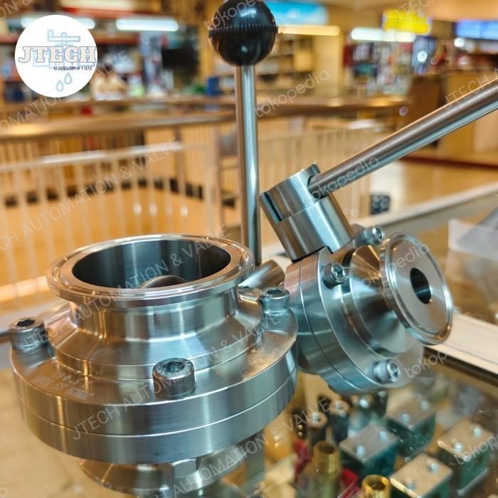 Jual Butterfly valve sanitary koneksi ferrule stainless 316 1 ...