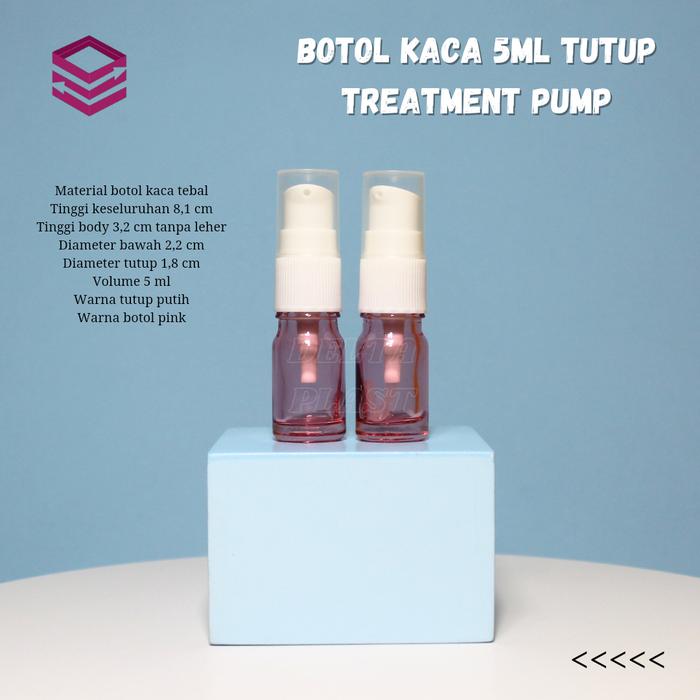 Jual Botol kaca pump 5ml pink tebal / Botol kaca 5ml tutup pump putih ...
