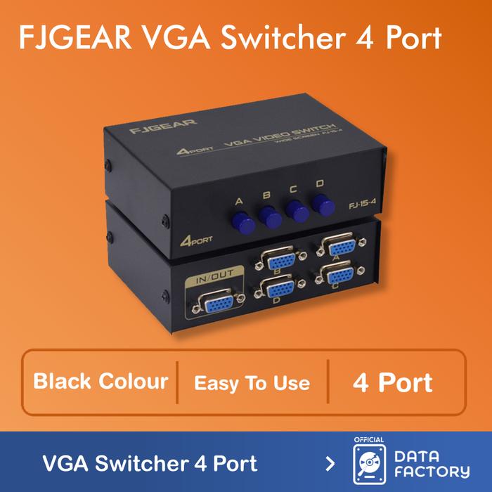Jual VGA Video Switch / VGA Splitter 4 Port FJGEAR 4 Input VGA Switcher ...