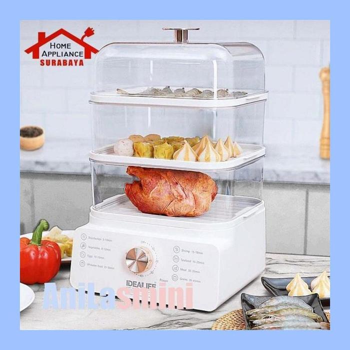 Jual Coolâ „ Idealife Electric Food Steamer 3 Layer - Pengukus Makanan ...