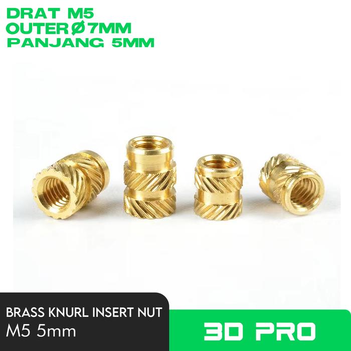 Jual M5 5mm 10mm Double Twill knurled Brass Copper Thread Knurl Insert ...