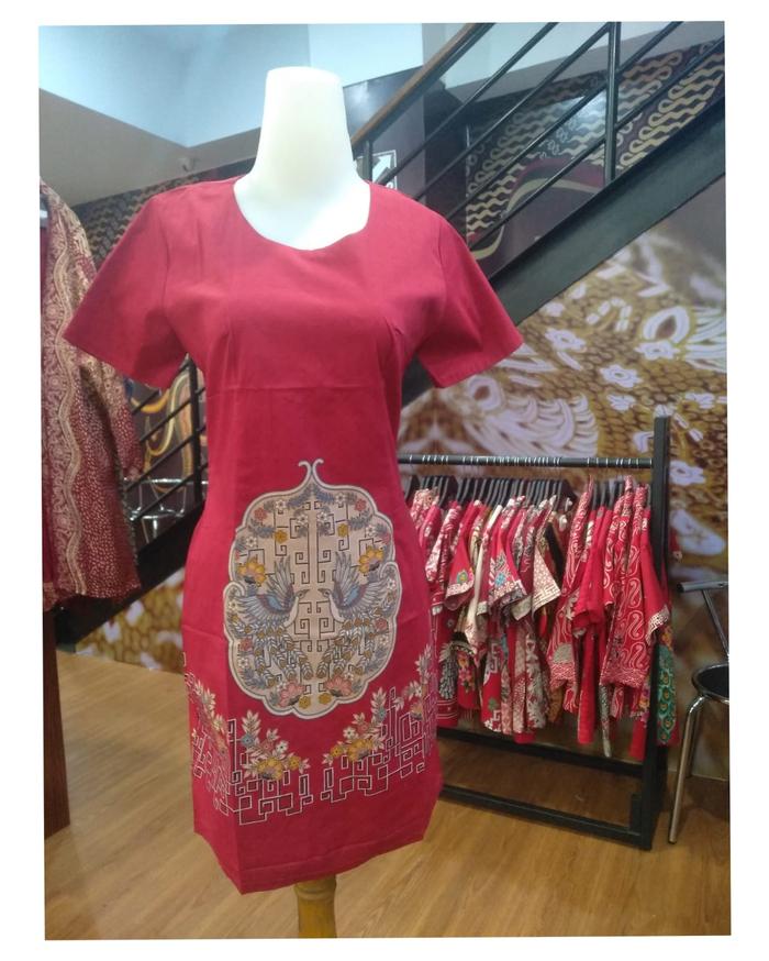 Jual DRESS BATIK WANITA MAROON MOTIF BUNGA - Kota Yogyakarta - Toko Batik Queen Phoenix | Tokopedia