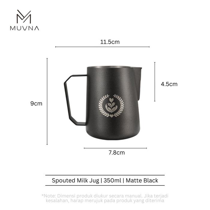 Jual MUVNA Italian Professional Milk Jug for Barista Premium Material 350ml - Matte Black, 450ml ...