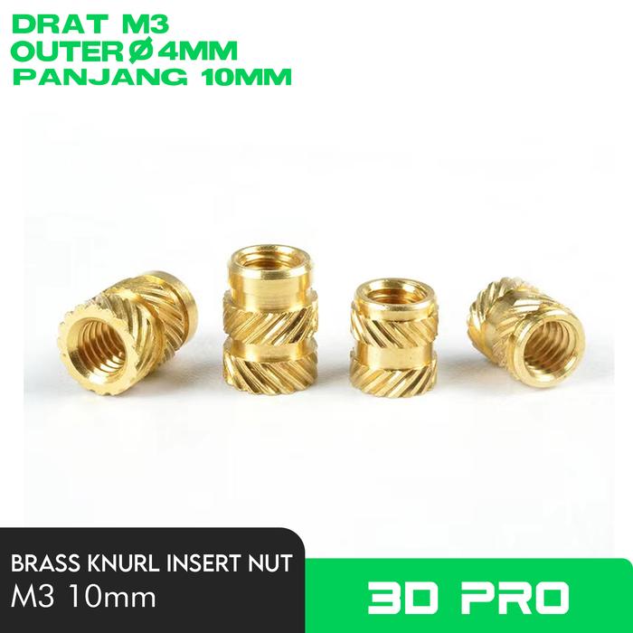 Jual M3 3mm 6mm 10mm twill knurled Brass Copper Thread Knurl Insert Nut ...
