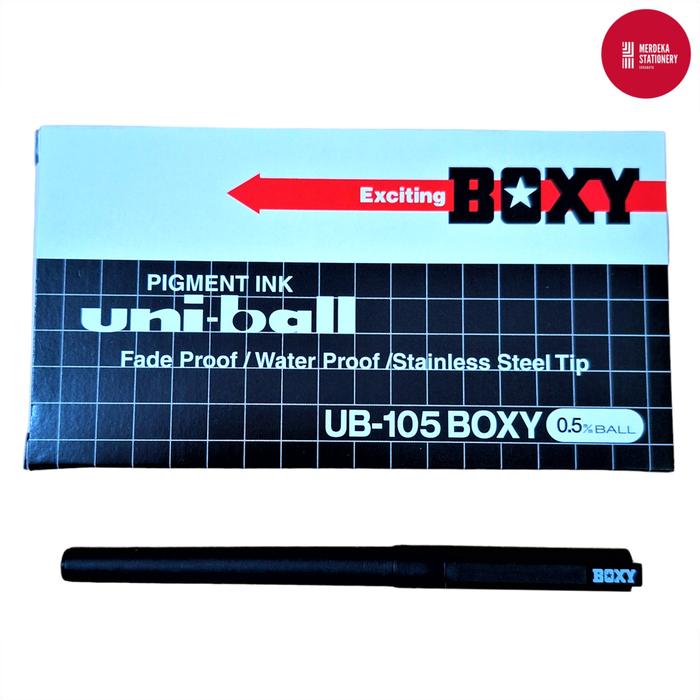 Jual (ISI 12)Pulpen/Bolpen/Ballpoint Uni-Ball UB-105 BOXY HITAM 0.5 mm ...