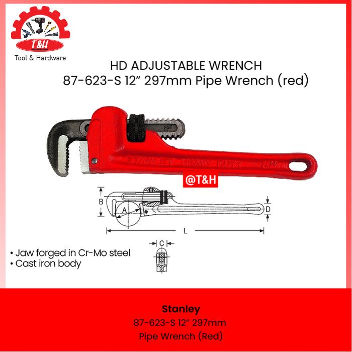 Jual 12" Kunci Pipa Stanley \ 87-623-S Pipe Wrench (Red) 297mm ...