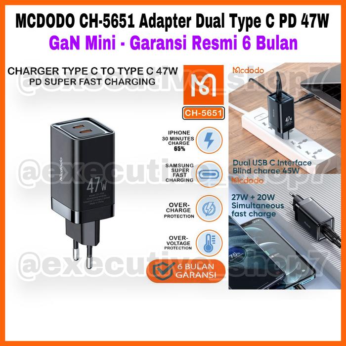 Jual MCDODO CH-5651 Adapter Dual Type C PD 47W - GaN Mini - Kota Pekanbaru - Executive_shop7 ...