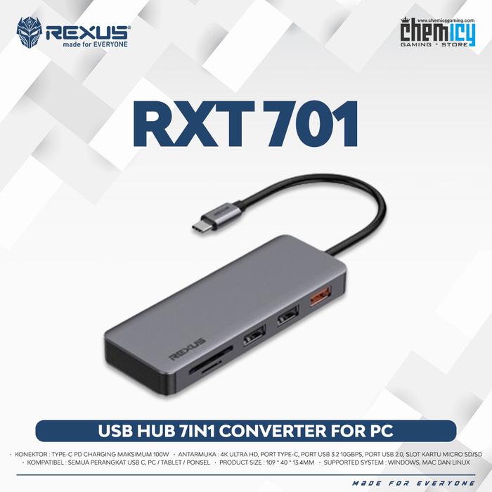 Jual Rexus RXT-701 USB Hub 7in1 Converter for PC / Laptop / Mobile ...