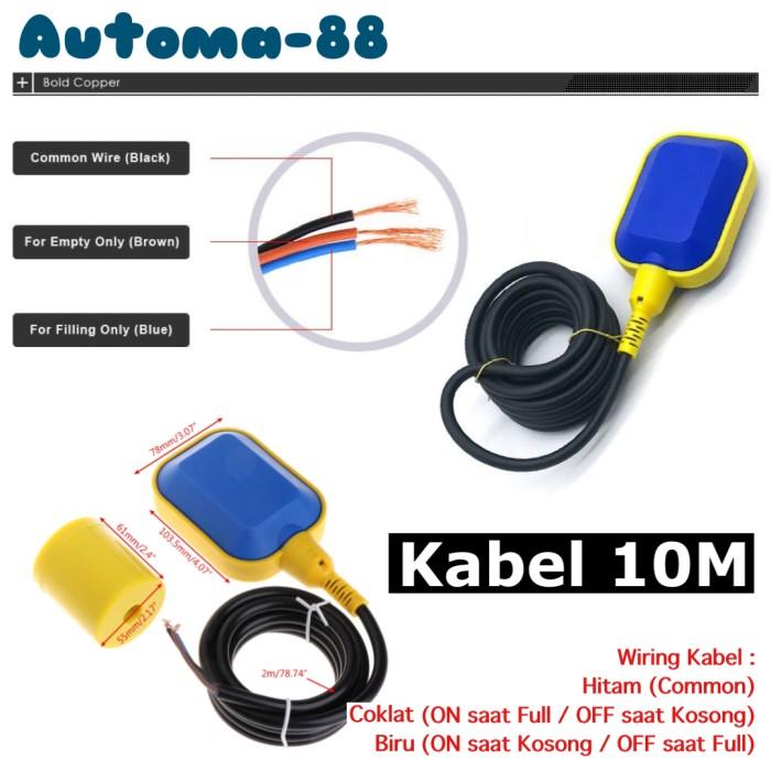 Jual Cable 10m Float Level Switch Radar 10 meter COM NO NC Automatic ...